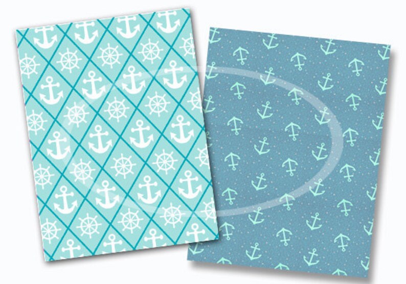 Nautical Paper digital Printable Scrapbook Paper Marine blue | Etsy