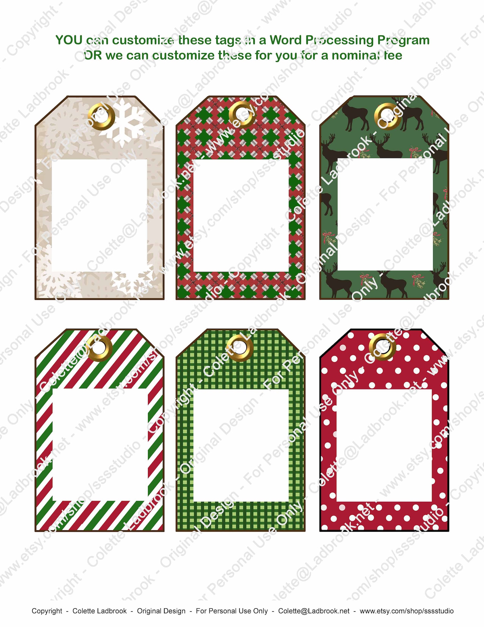 Christmas Tags Digital Blank Gift Tags Holiday Gift Tags - Etsy