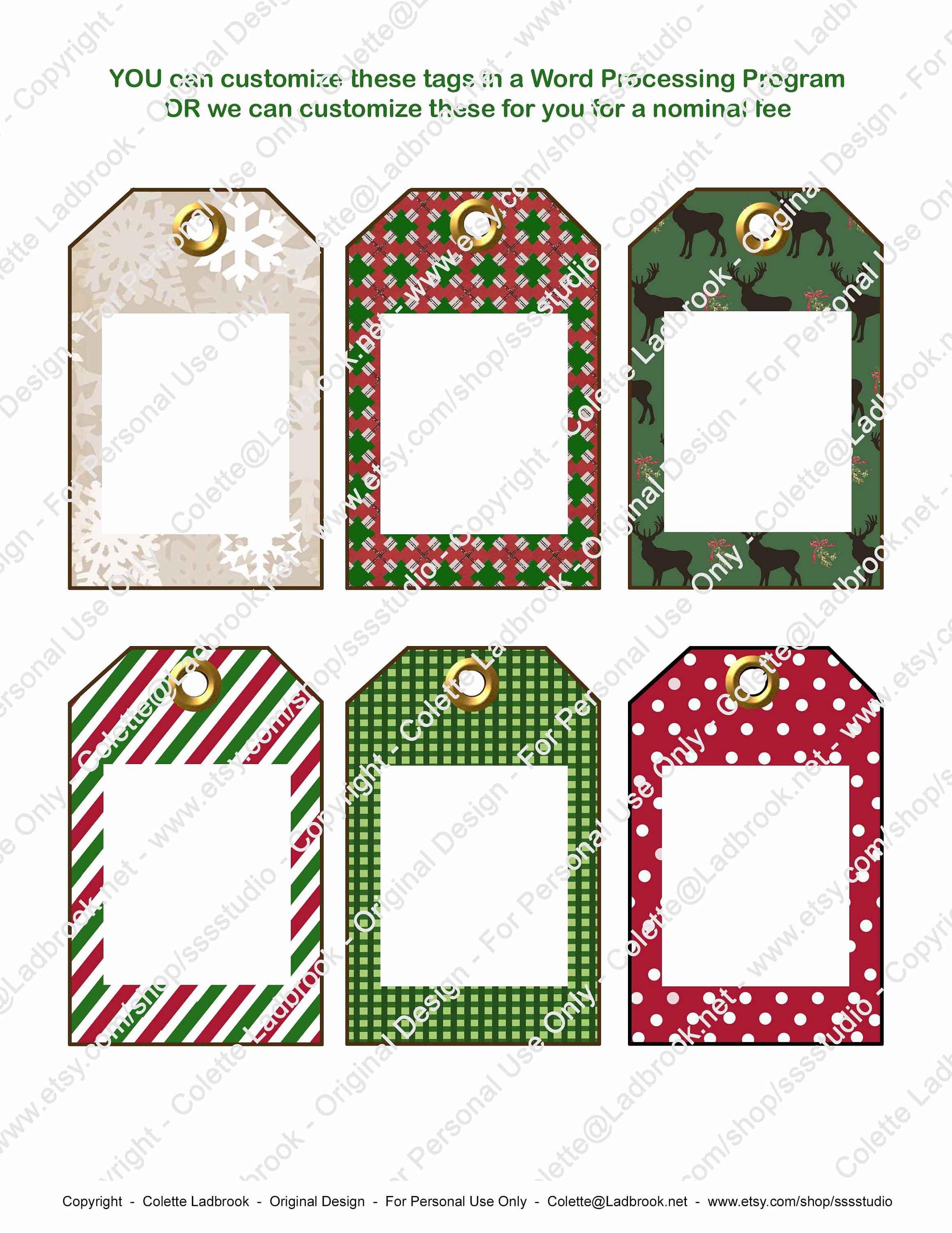 Christmas Tags Digital Blank gift Tags Holiday Gift Tags | Etsy