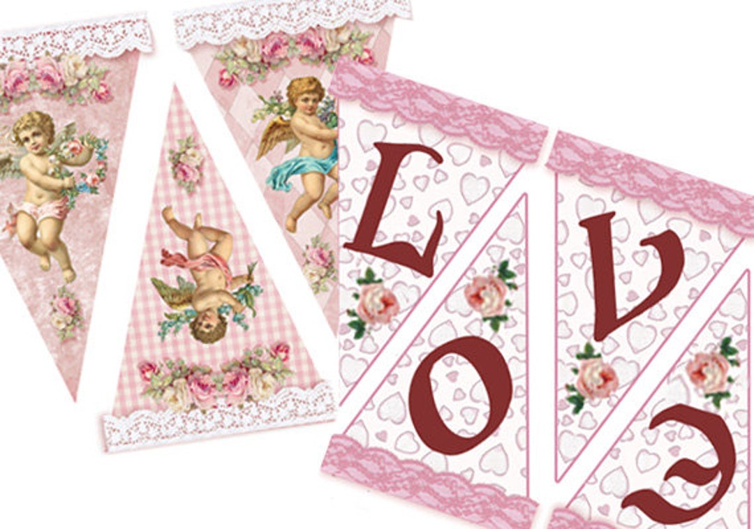 Valentine LOVE Banner Instant Download Vintage, Valentine Printable ...