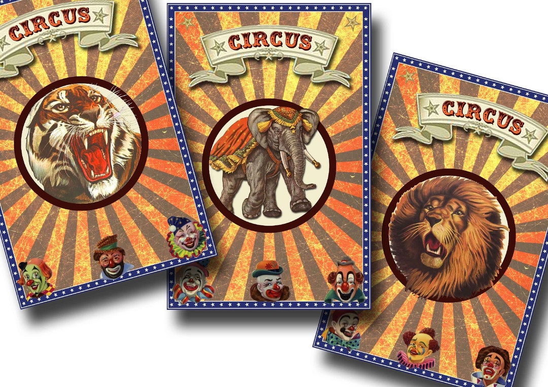 Large Circus Animal Posters, Digital Files, Showman Party, Carnival ...