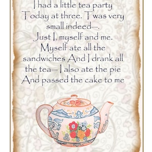 Tea Party Tags, High Tea Poem, Printable Gift Tags, Tea Party Favor ...