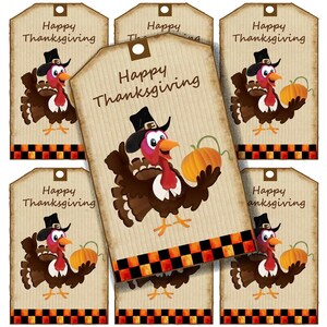 Thanksgiving Gift Tags Digital Turkey Tag Printable Tags Hostess Gift ...