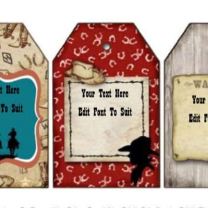 Country Western Digital Download, Cowboy Gift Tags, Editable Cards ...
