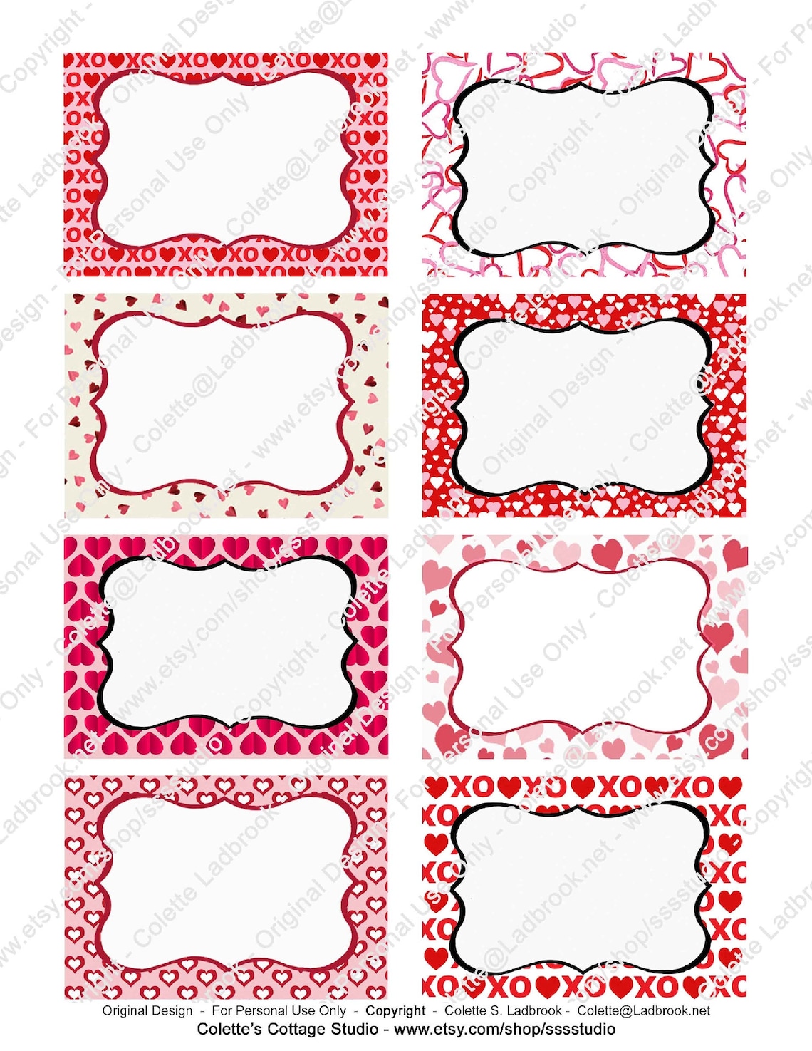 Valentine Labels Hearts Digital Labels Valentine Party Labels | Etsy