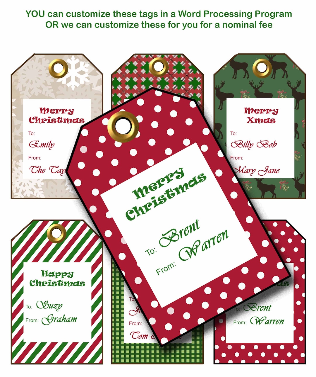 Christmas Tags Digital, Blank Gift Tags, Holiday Gift Tags, Digital ...