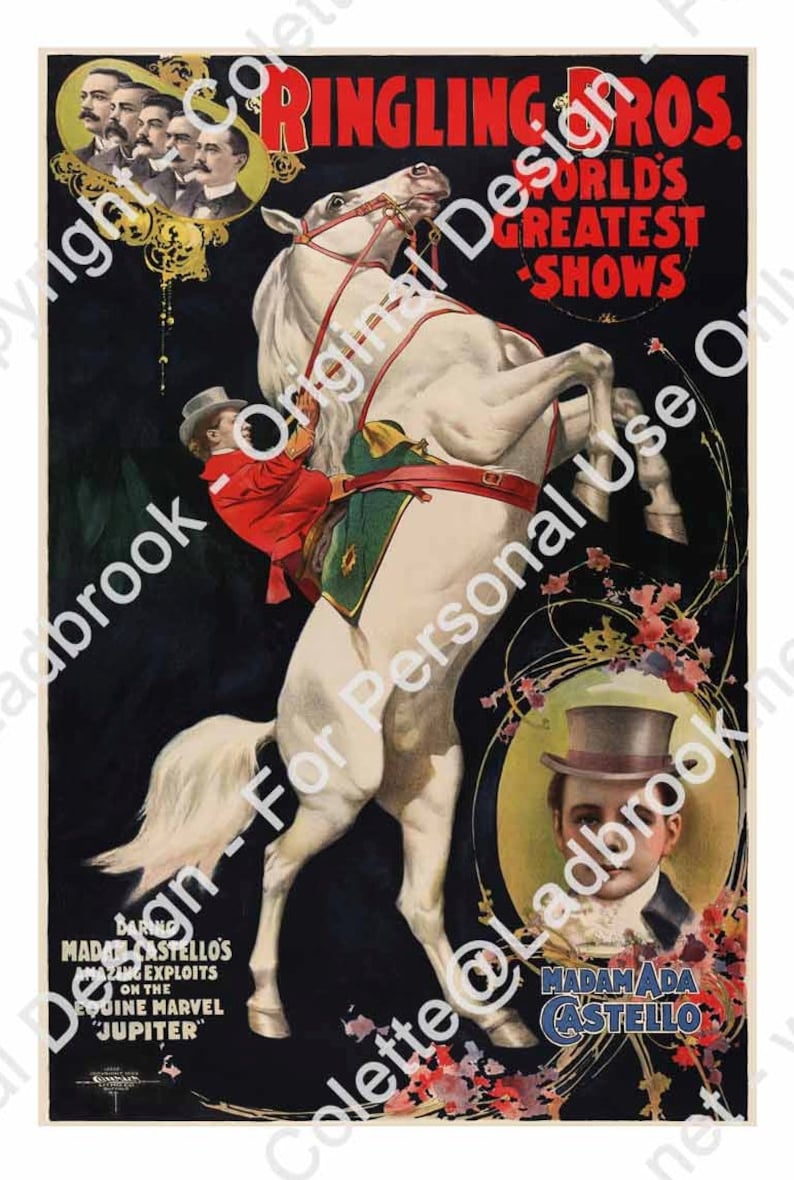 10 Very Large Vintage Circus Posters, Digital Files, Showman, Party or ...