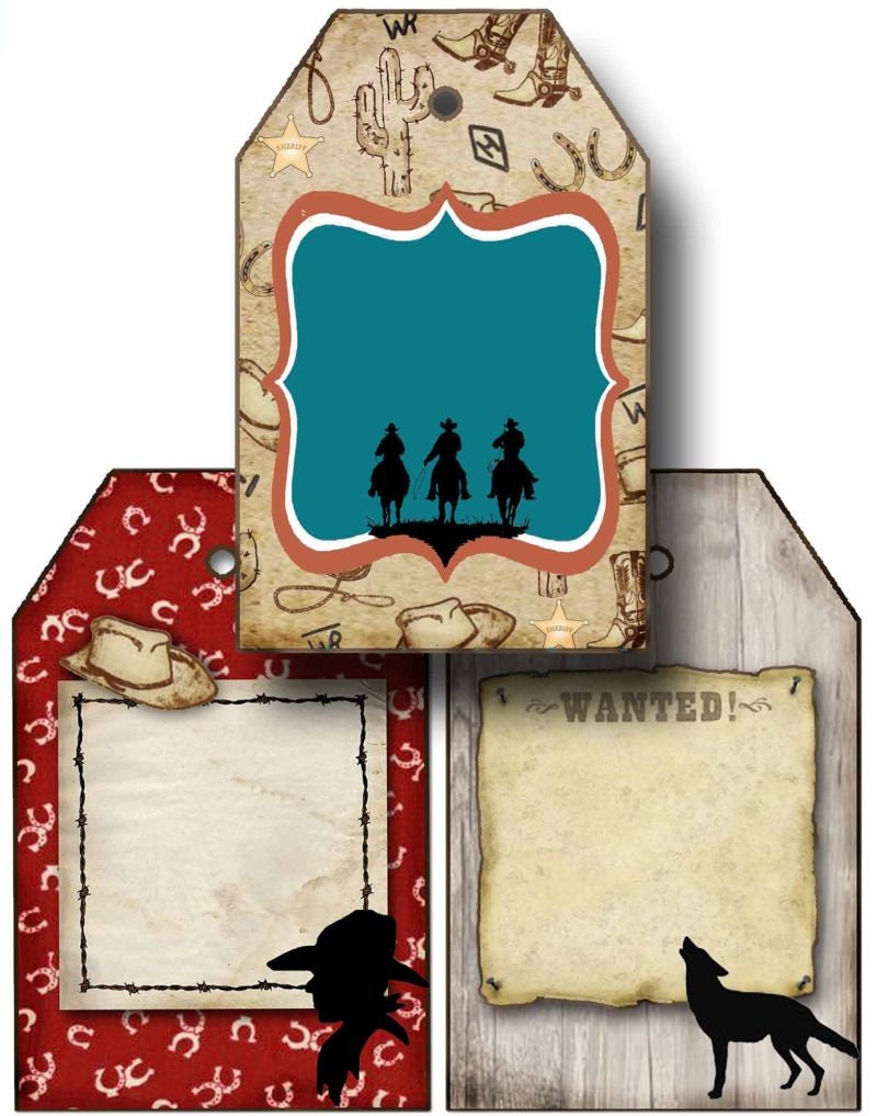Country Western Digital Download, Cowboy Gift Tags, Editable Cards ...