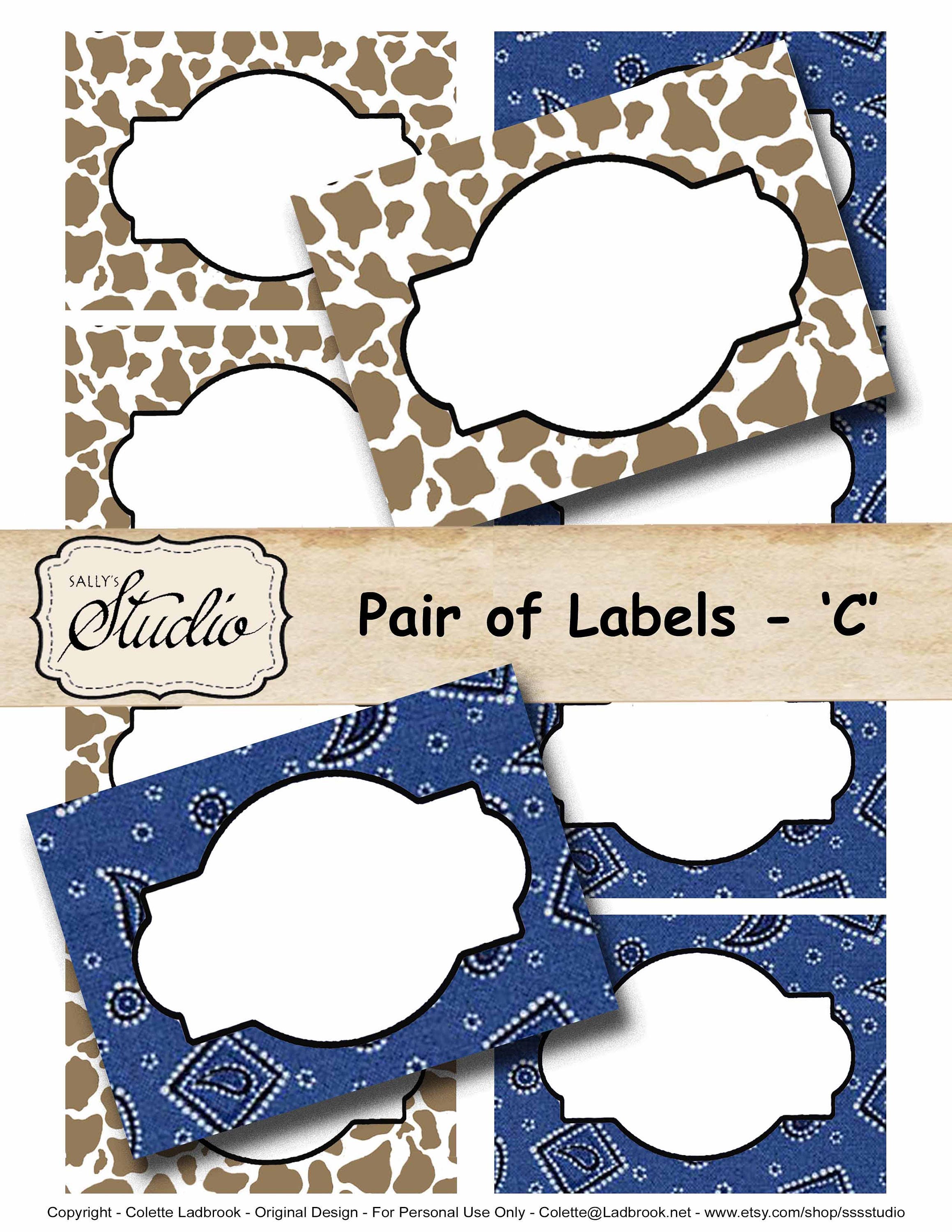 Country Western Tags Western Jar Labels Food Labels Party | Etsy