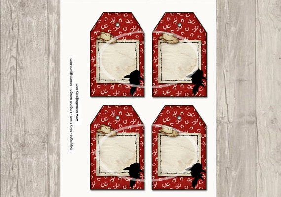 Western Digital Tags Cowboy Hat Printable Country Gift Tags - Etsy