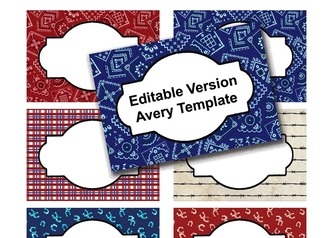 Patriotic Western Labels, Editable Digital Download, Printable Cowboy ...