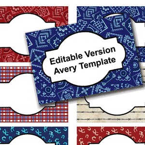 Patriotic Western Labels, Editable Digital Download, Printable Cowboy ...