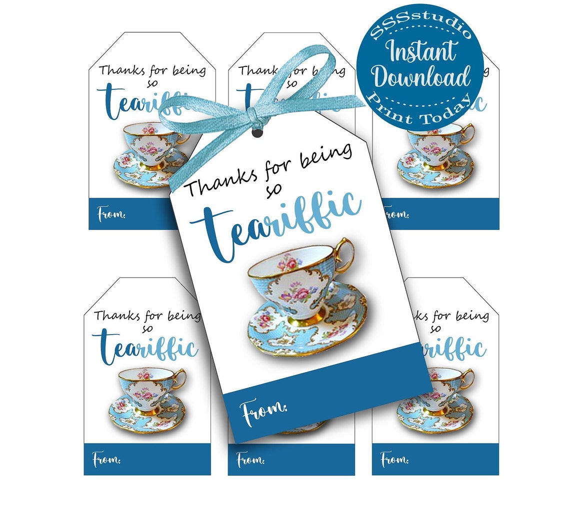 Tea-riffic Gift Tags, Tea Cup Tags, Thank You Tags, Tea Party Tag ...