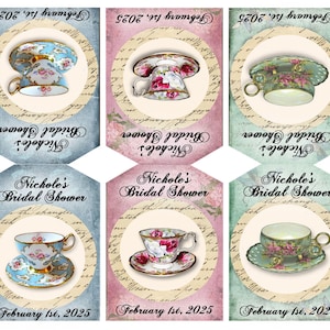 Tea Bag Tags, Vintage Party Favors, Digital Download, Printable Gift ...