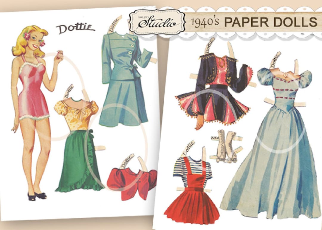 Vintage Paper Dolls Printable Paper Doll Clip Art Paper Doll - Etsy New ...