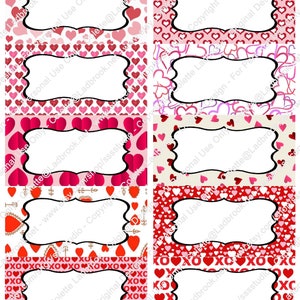 Valentines Labels Digital Tags, Love Hearts, Treat Bag Labels ...