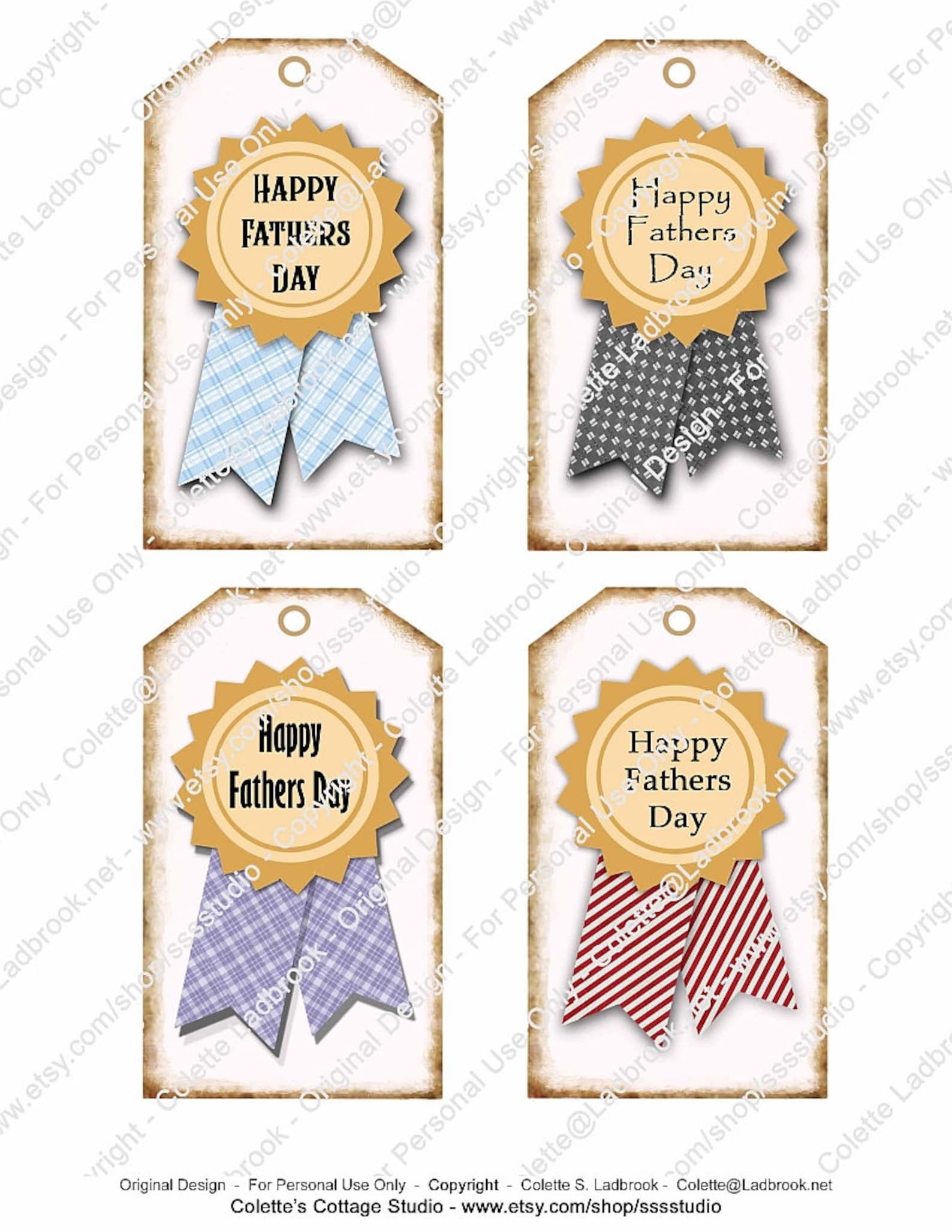Happy Fathers Day Tags Printable Badge Tag Happy Fathers Day | Etsy