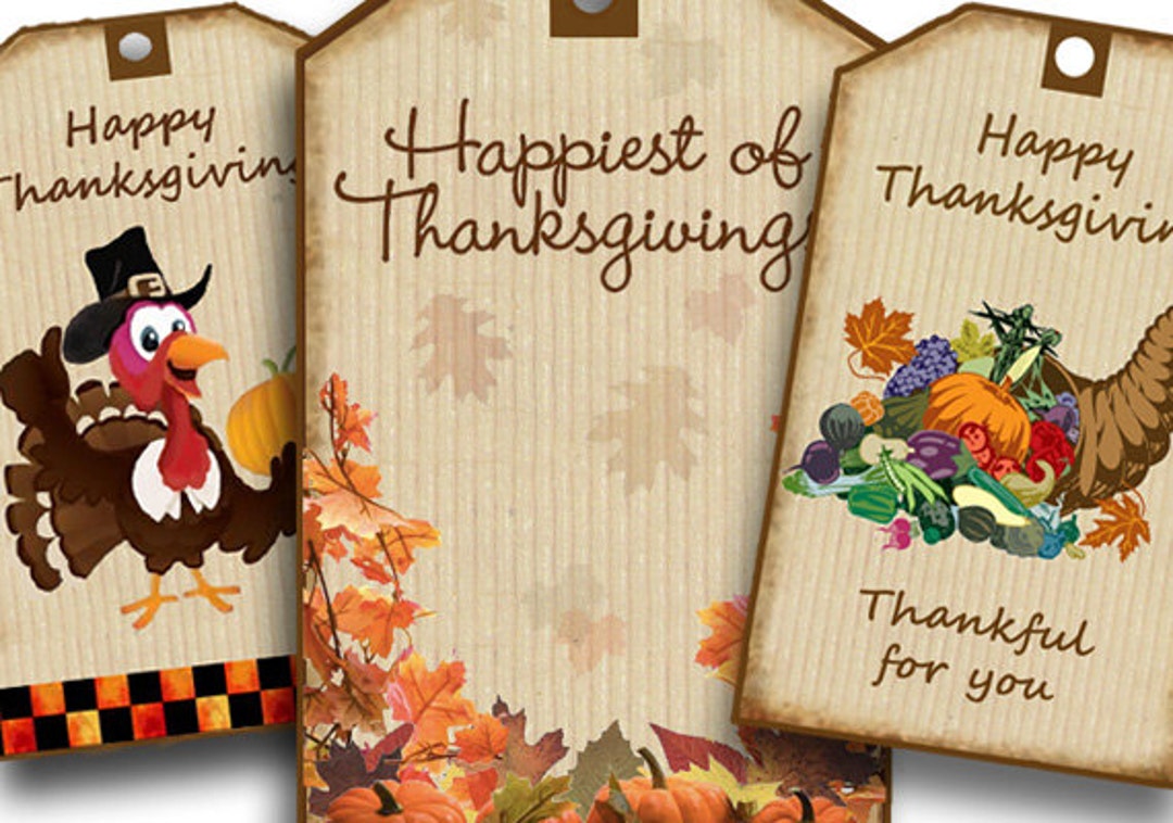 Thanksgiving Gift Tags Digital Printable Turkey Tag Fall Leaves ...