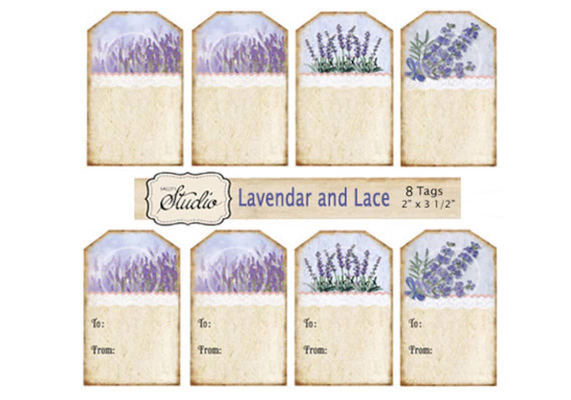 Lavender Gift Tags Printable Tags Instant Download purple | Etsy