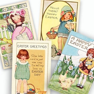 Vintage Easter Cards Digital Collage, Instant Download, Easter Basket ...