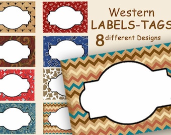 Western Labels Digital Food Labels Cowboy Party Labels - Etsy