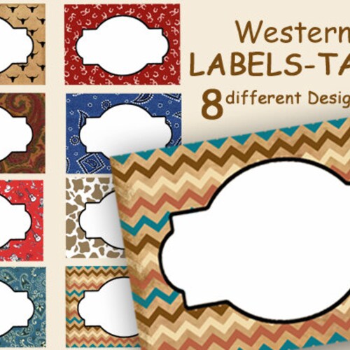 Western Labels Digital Food Labels Cowboy Party Labels | Etsy
