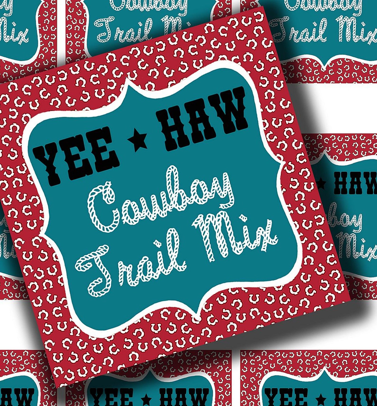 Cowboy Trail Mix Gift Tags, Country, Yee Haw Favor Tags, Instant ...
