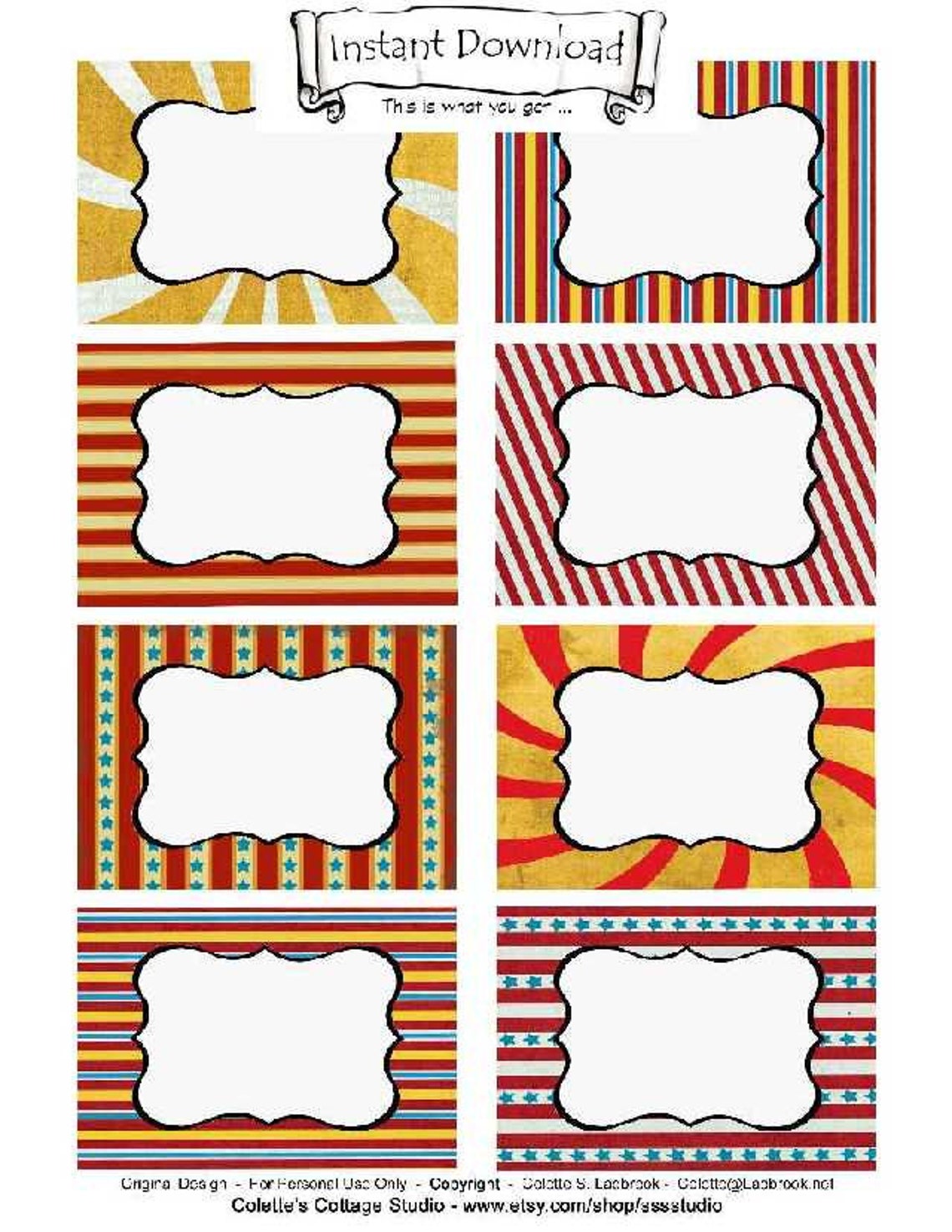 Circus Labels Digital Food Labels Carnival Party Labels | Etsy