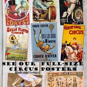 Circus Vintage Posters, Printable Clown Party Decoration Cards, Vintage ...