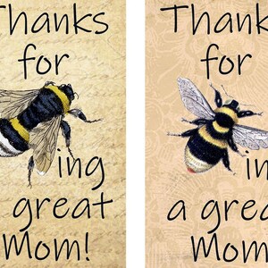 Mothers Day 'bee' Tags, Digital Download, Printable Gift Tags, Craft ...