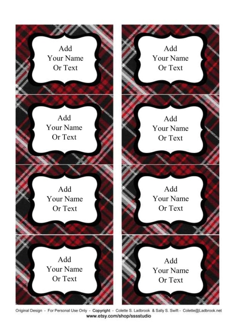 Plaid Gift Tags To From Holiday Tags Instant Digital | Etsy