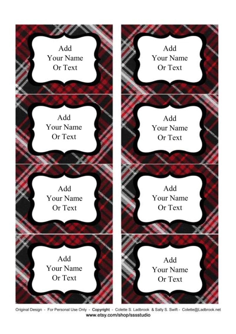 Plaid Gift Tags, to From Holiday Tags, Instant Digital Download ...