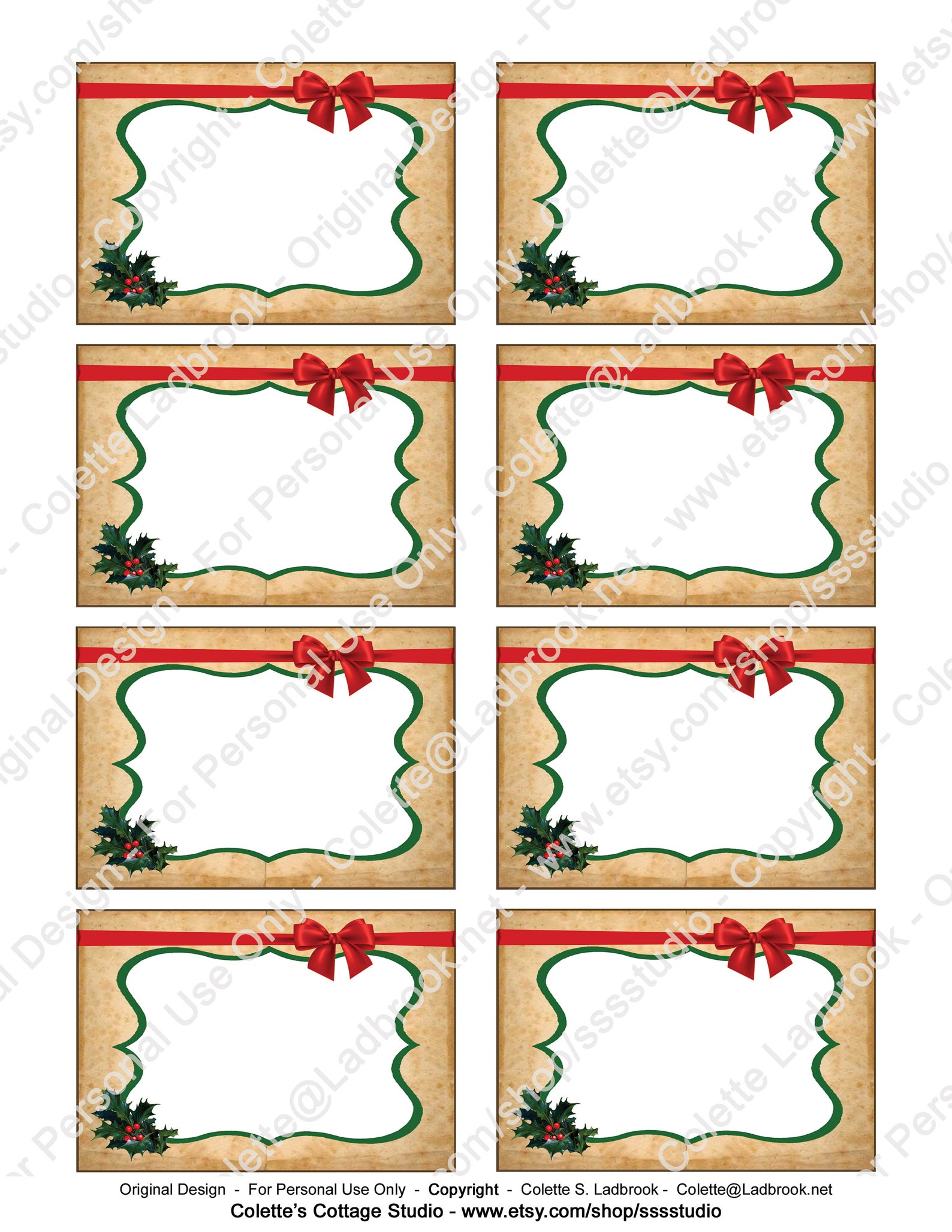 Holiday Name Cards Labels Digital Name Tags Christmas Food - Etsy