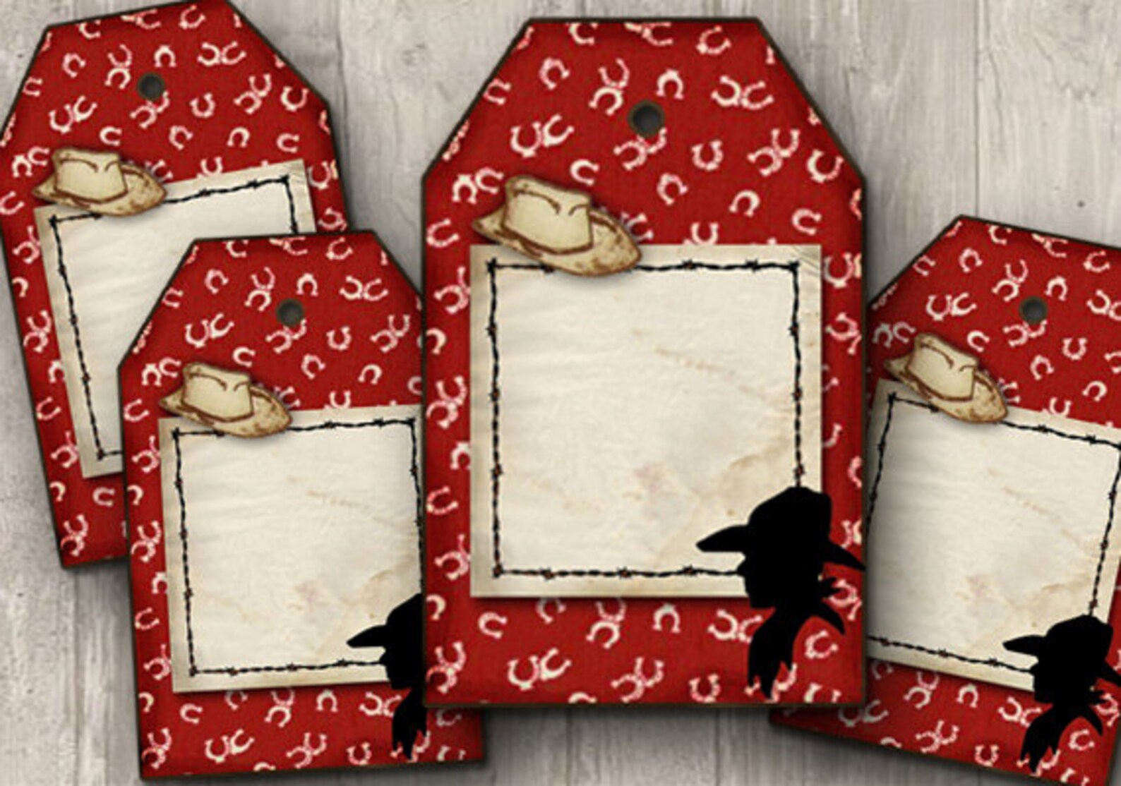 Western Digital Tags, Cowboy Hat, Printable Country Gift Tags, Editable ...