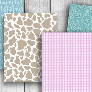 Cowgirl Paper Digital Scrapbook Paper, Pink Bandanna, Country Western ...