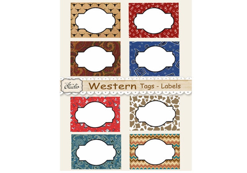 Western Labels Digital Food Labels Cowboy Party Labels - Etsy