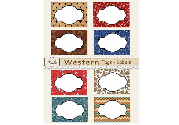 Western Labels Digital Food Labels Cowboy Party Labels Southwestern ...