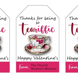Tea-riffic Valentine's Gift Tags, Tea Cup Tags, Digital Tea Party Favor ...