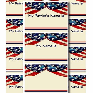 Patriotic Name Tags & Place Cards, Editable, Printable, Instant ...