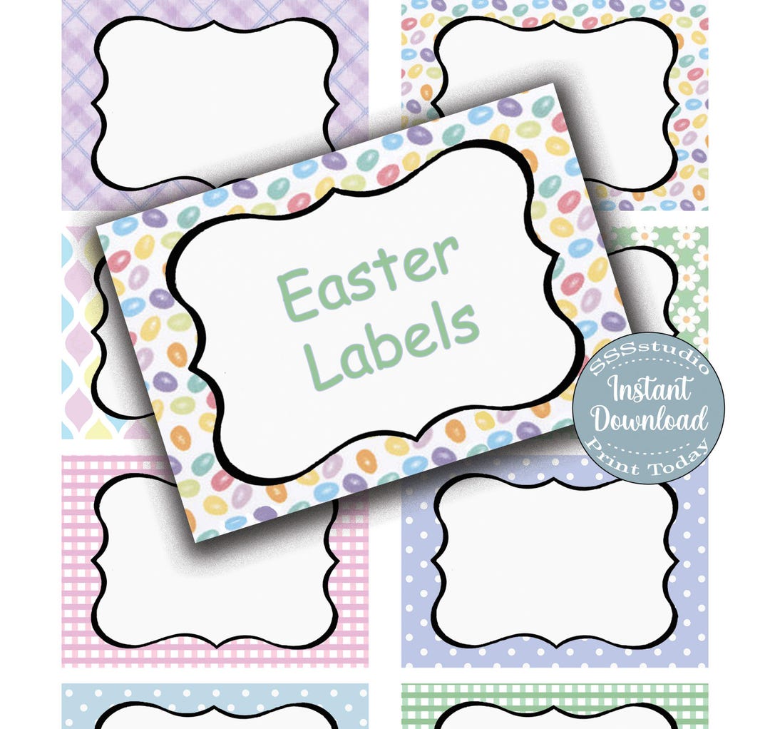 Easter Labels Digital, Printable Name Tags Easter Place Cards, Easter ...
