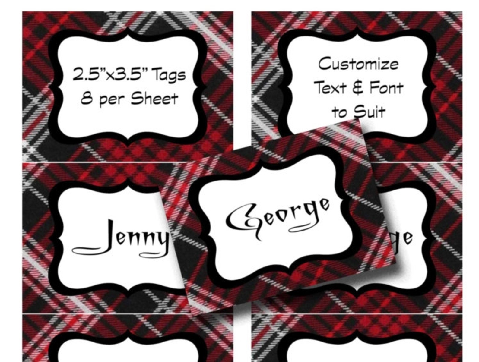 Plaid Gift Tags to From Holiday Tags Instant Digital - Etsy New Zealand