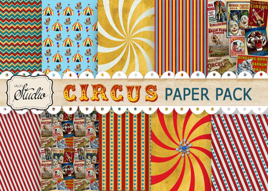 Circus Paper Digital, Instant Download, Printable Scrapbook Paper ...