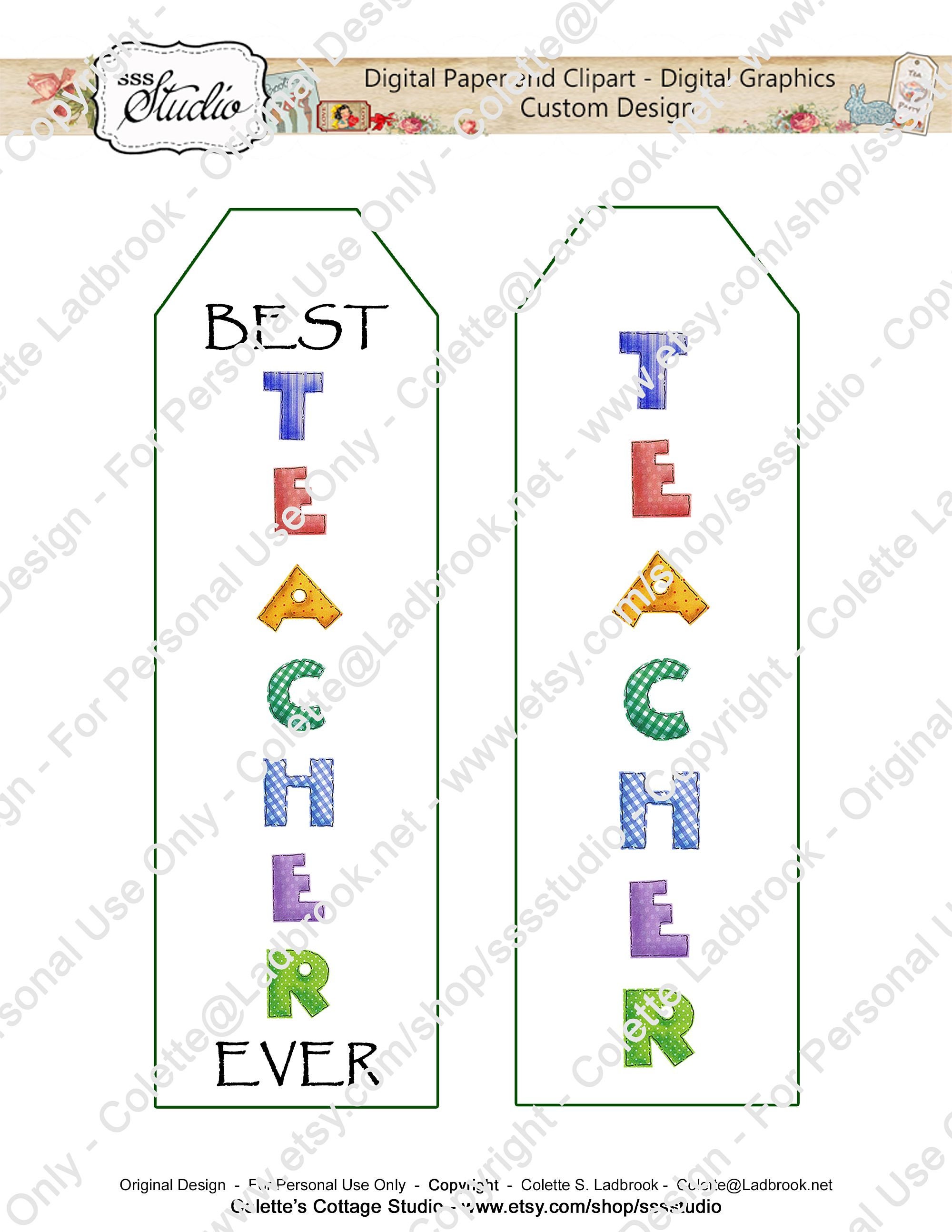 Teacher Bookmarks Teacher Appreciation Tags Printable Back - Etsy UK