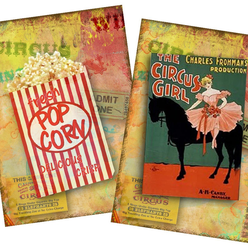 Circus Tags Printable Circus Cards Vintage Clown Tags - Etsy