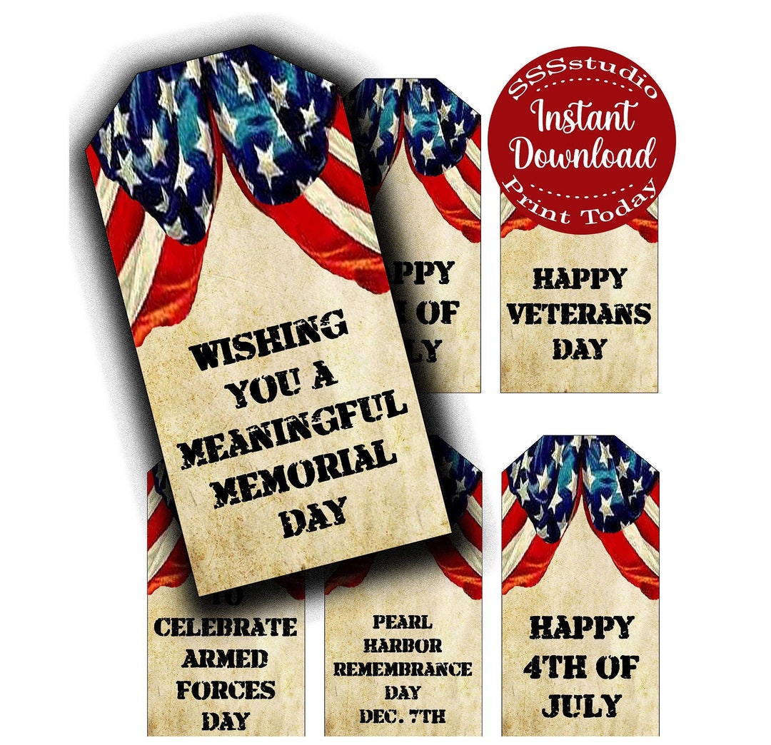 Patriotic Gift Tags, 4th of July, Memorial Day, Veterans Day, Flag Day ...