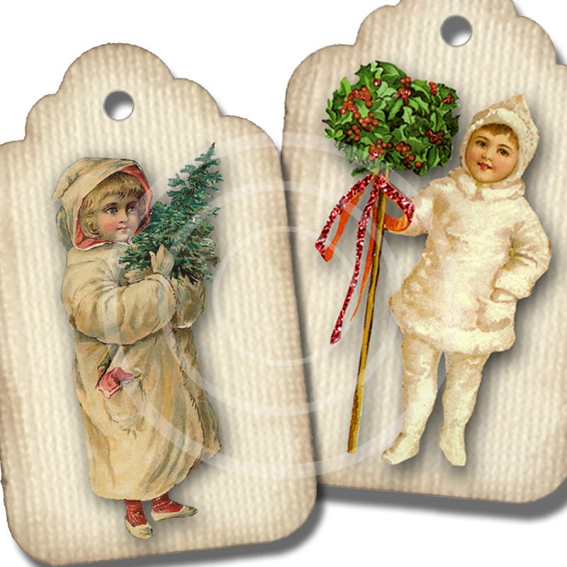 Victorian Girl Gift Tags Vintage Christmas Tags Instant - Etsy