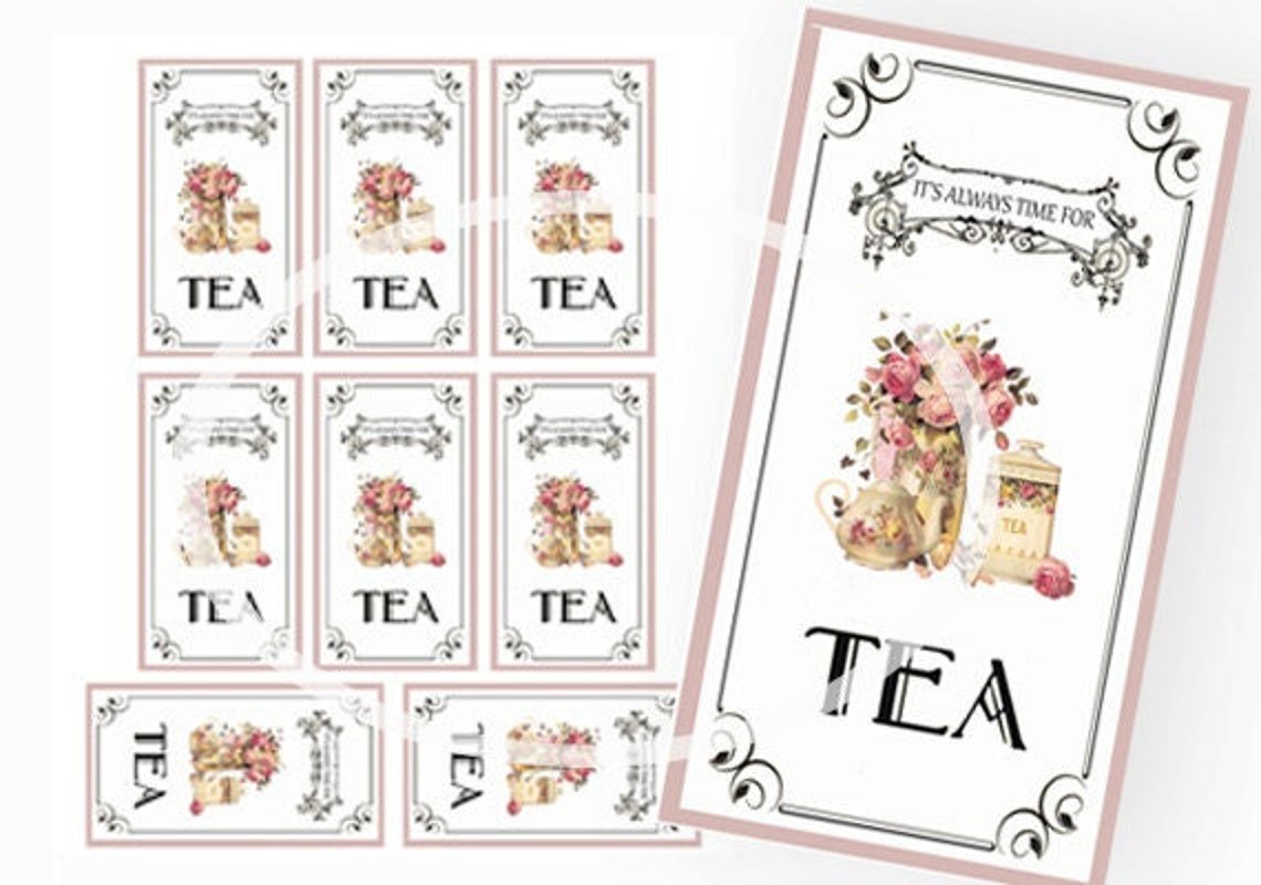 Tea Party Tags Tea Party Favors Digital Tea Tags Printable | Etsy