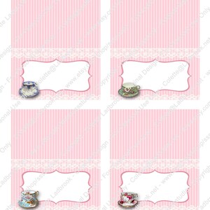 Tea Party Name Tags, Digital Tent Cards, High Tea Party Decor, Bridal ...