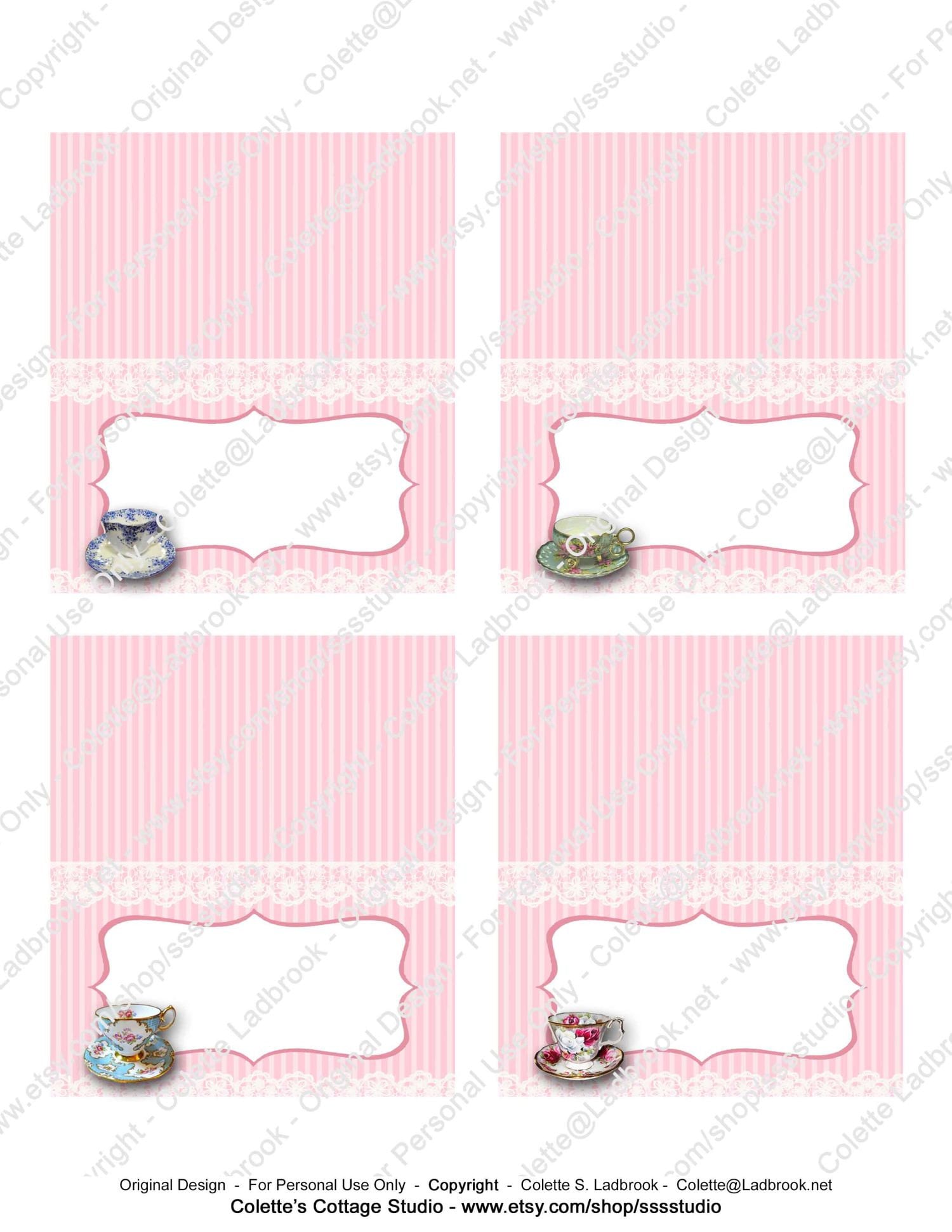 Tea Party Name Tags Digital Tent Cards High Tea Party Decor Etsy Ireland