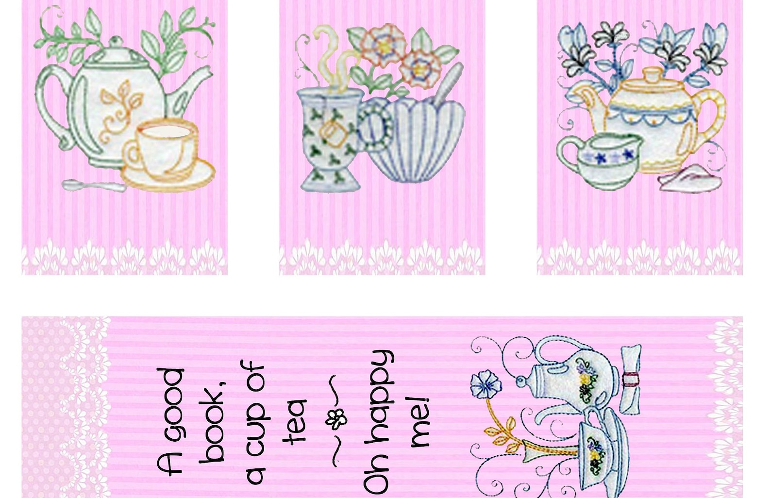 Tea Party Bookmarks Digital Tea Party Favor Pink Bookmarks - Etsy